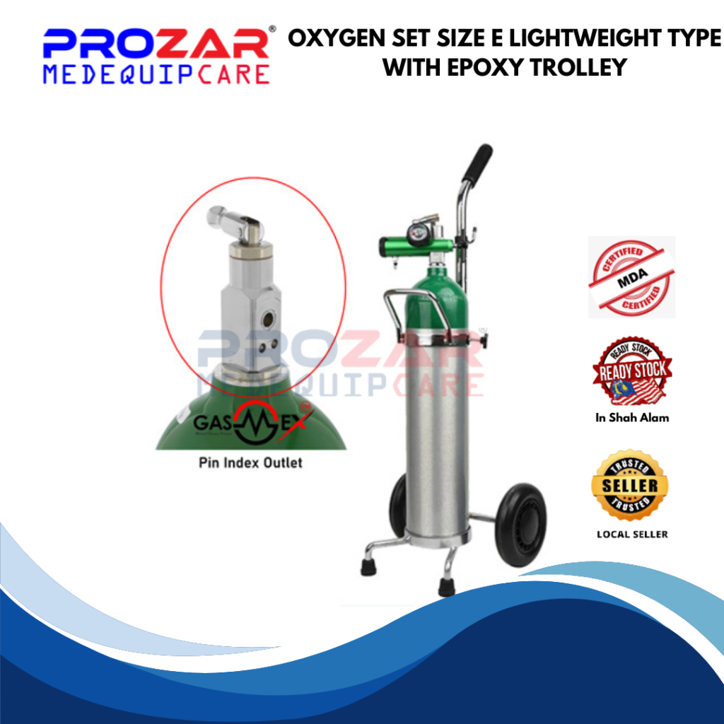OXYGEN SET SIZE E LIGHTWEIGHT TYPE WITH EPOXY TROLLEY - PROZAR MEDEQUIPCARE