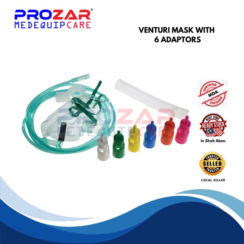 VENTURI MASK WITH 6 ADAPTORS & OXYGEN TUBING - PROZAR MEDEQUIPCARE