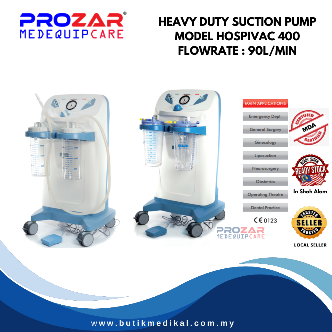 SUCTION PUMP HEAVY DUTY MODEL HOSPIVAC 400 FLOWRATE : 90L/MIN - PROZAR ...