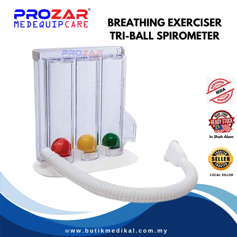 BREATHING EXERCISER TRI-BALL SPIROMETER - PROZAR MEDEQUIPCARE