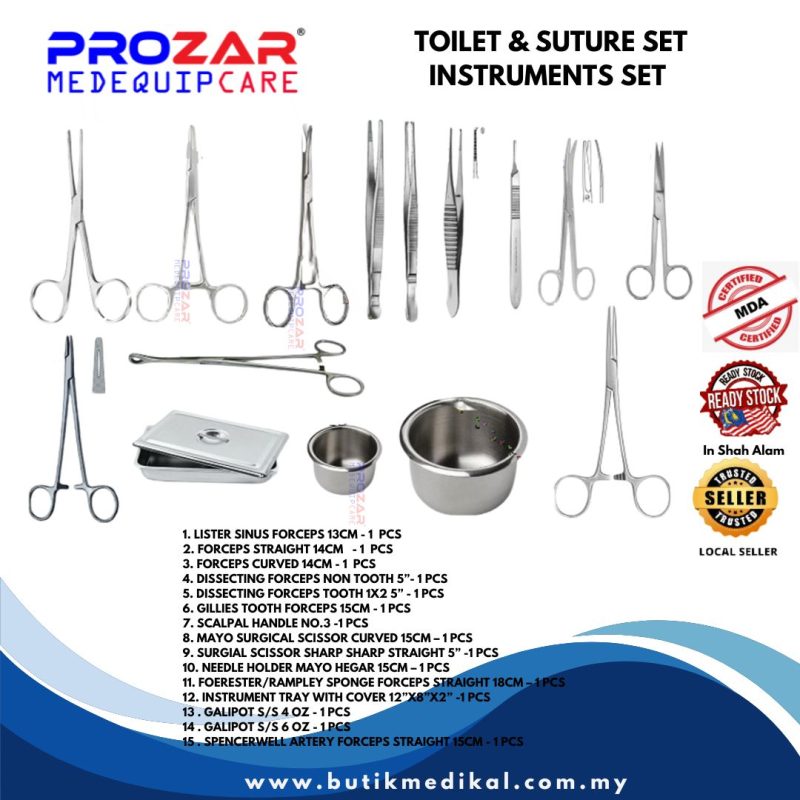 TOILET AND SUTURE SET SURGICAL INSTRUMENTS - PROZAR MEDEQUIPCARE